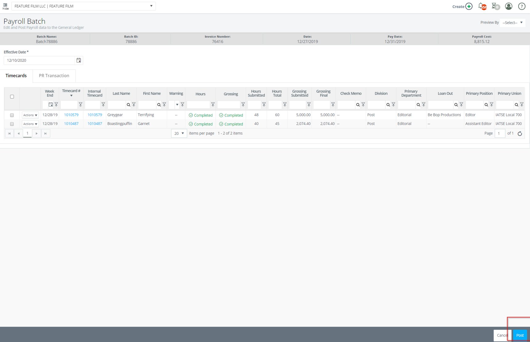 How to: Post Payroll